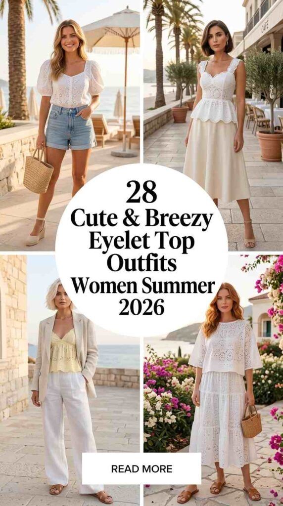 28 Eyelet Top Outfit Ideas for Women Summer 2026 - FashionsFlux